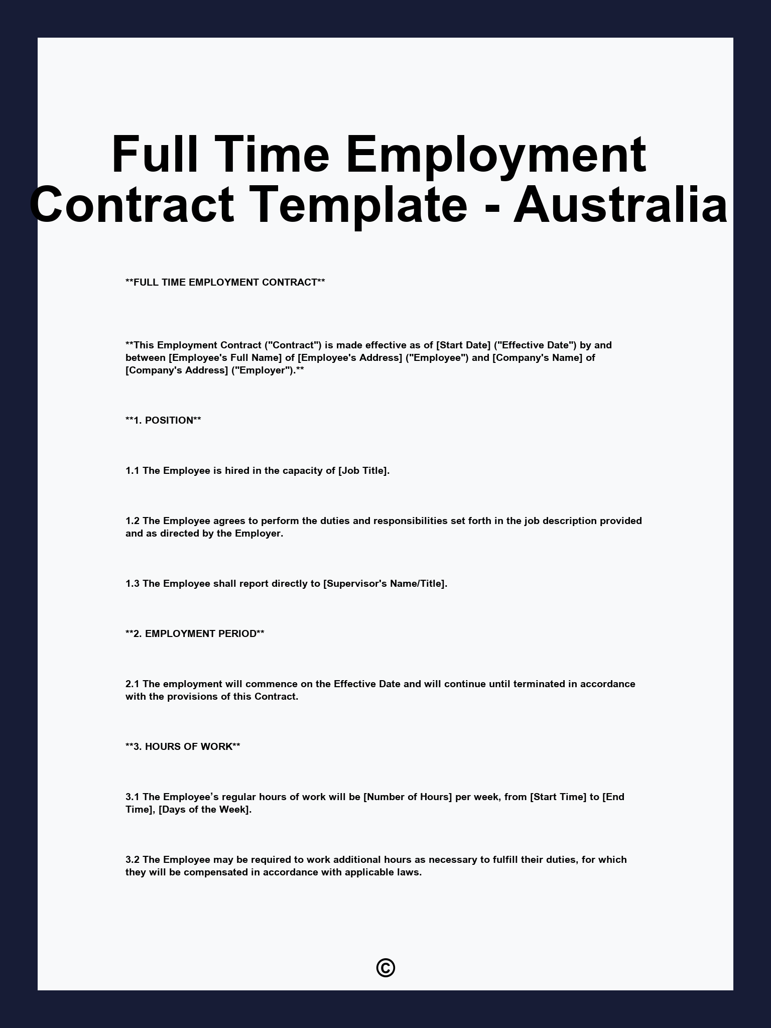 Full Time Employment Contract Template - Australia